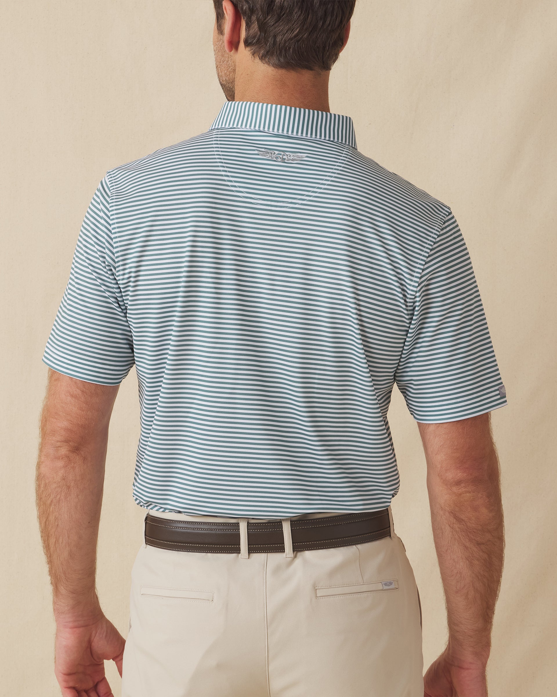 Del Mar Stripe Polo - Sage | Straight Down