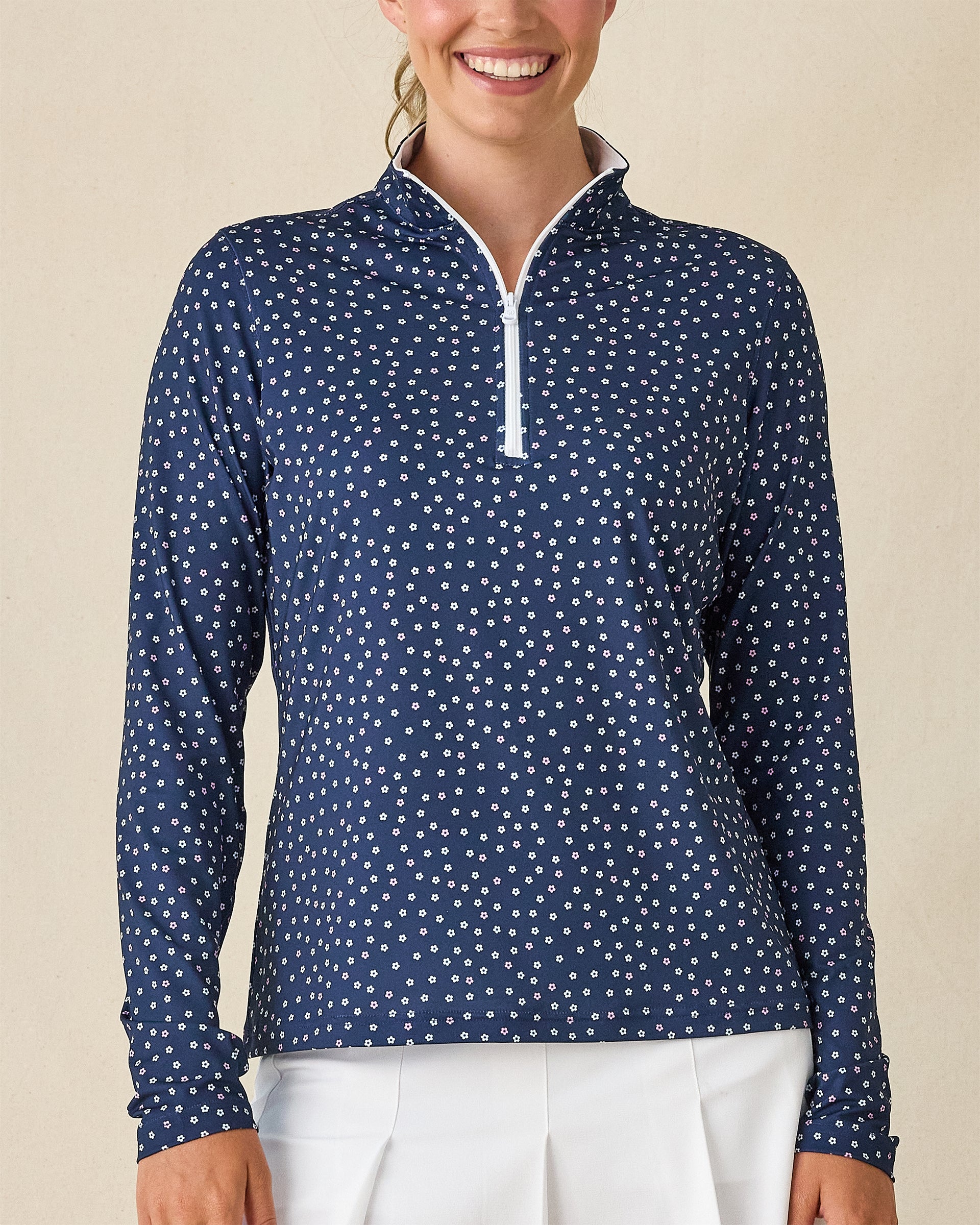Cherry Bloom Quarter Zip - New Indigo